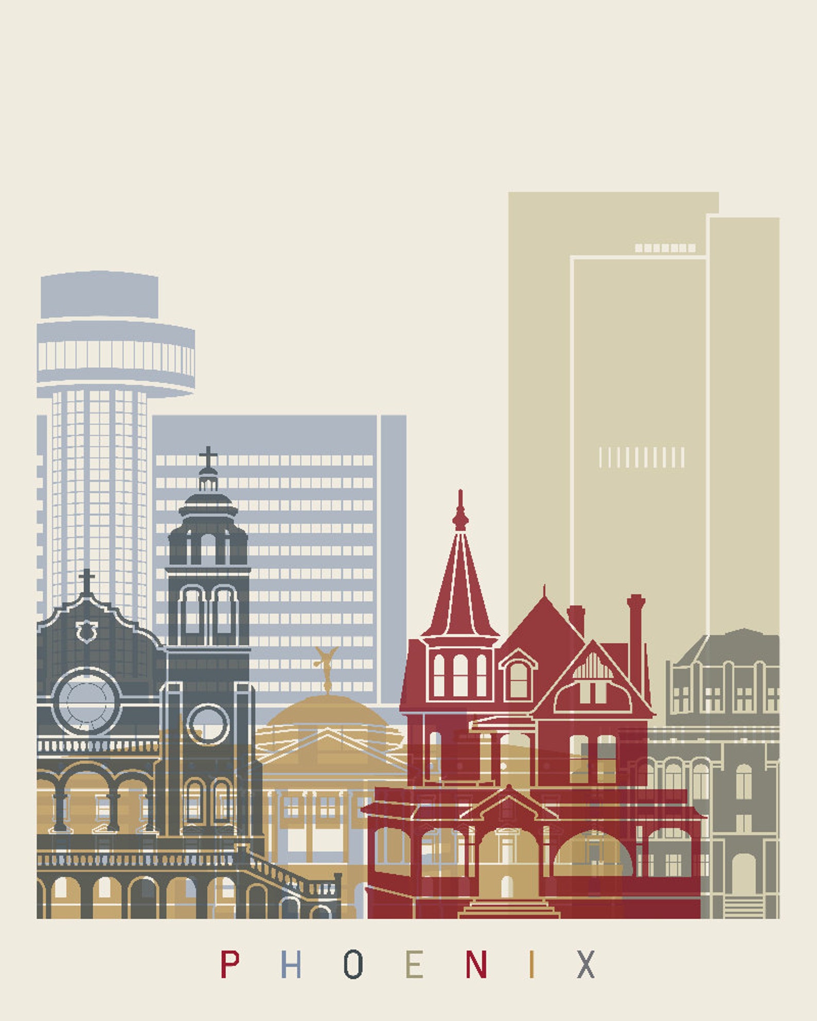 Phoenix Skyline Poster Fine Art Print Landmarks Skyline - Etsy