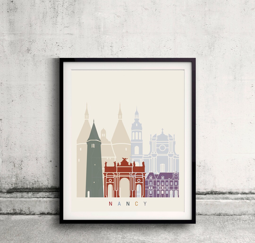 Nancy Skyline Poster - Fine Art Print Landmarks Skyline Poster Gift ...