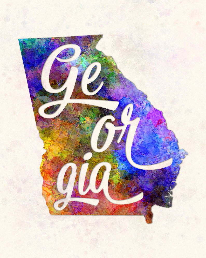 Georgia Map in Watercolor Fine Art Print Glicee Poster - Etsy