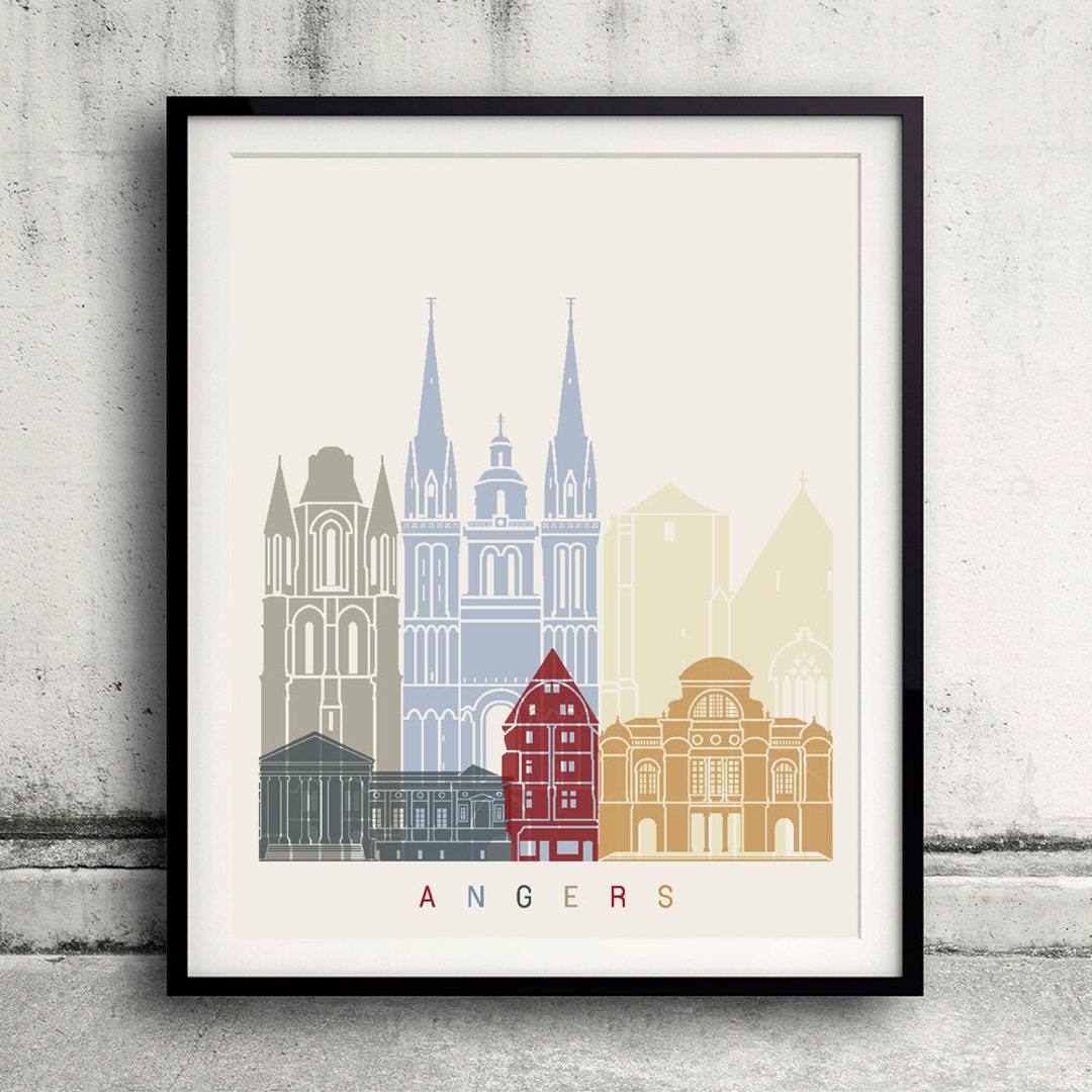 Angers Skyline Poster - Fine Art Print Landmarks Skyline Poster Gift ...