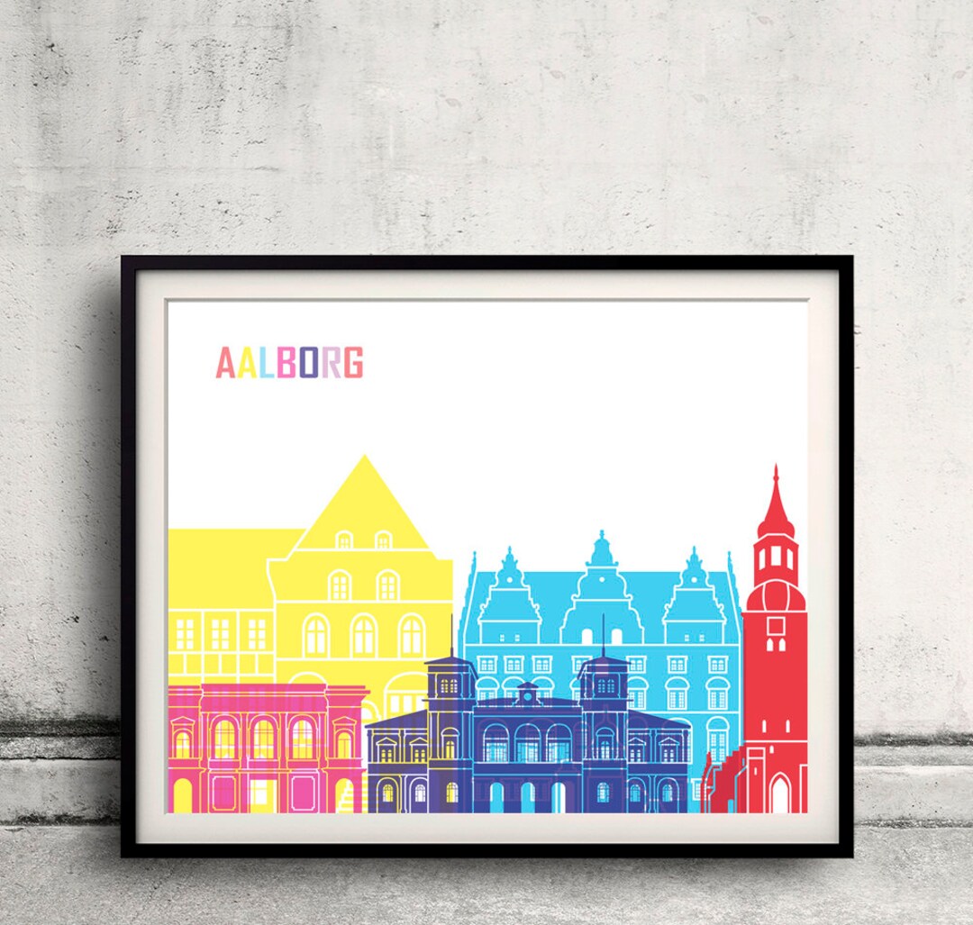 Aalborg Skyline Pop - Fine Art Print Glicee Poster Gift Illustration ...