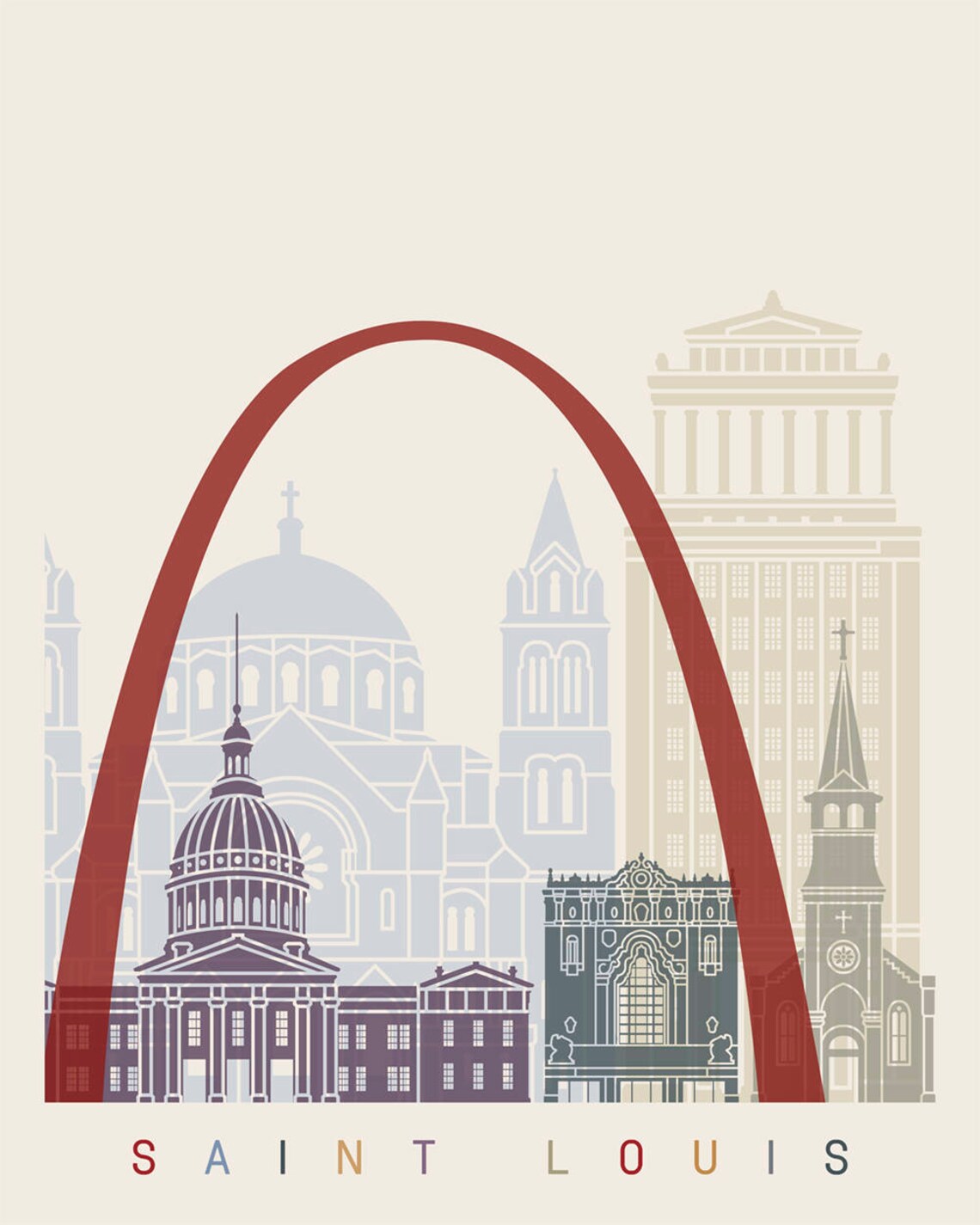 Saint Louis Skyline Poster Fine Art Print Landmarks Skyline - Etsy