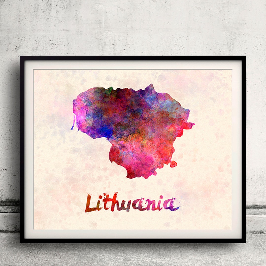 Lithuania - Map in Watercolor - Fine Art Print Glicee Poster Decor Home ...