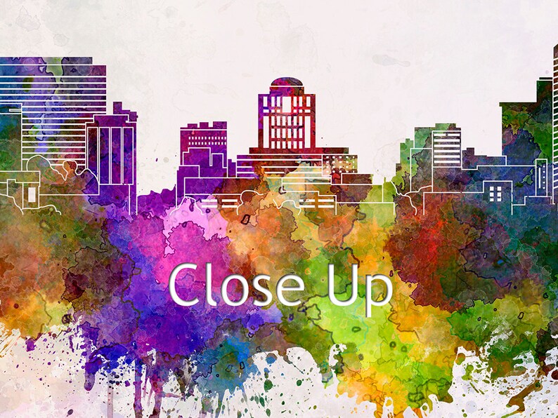 Columbia Skyline in Watercolor Background 8x10 In. to 12x16 | Etsy