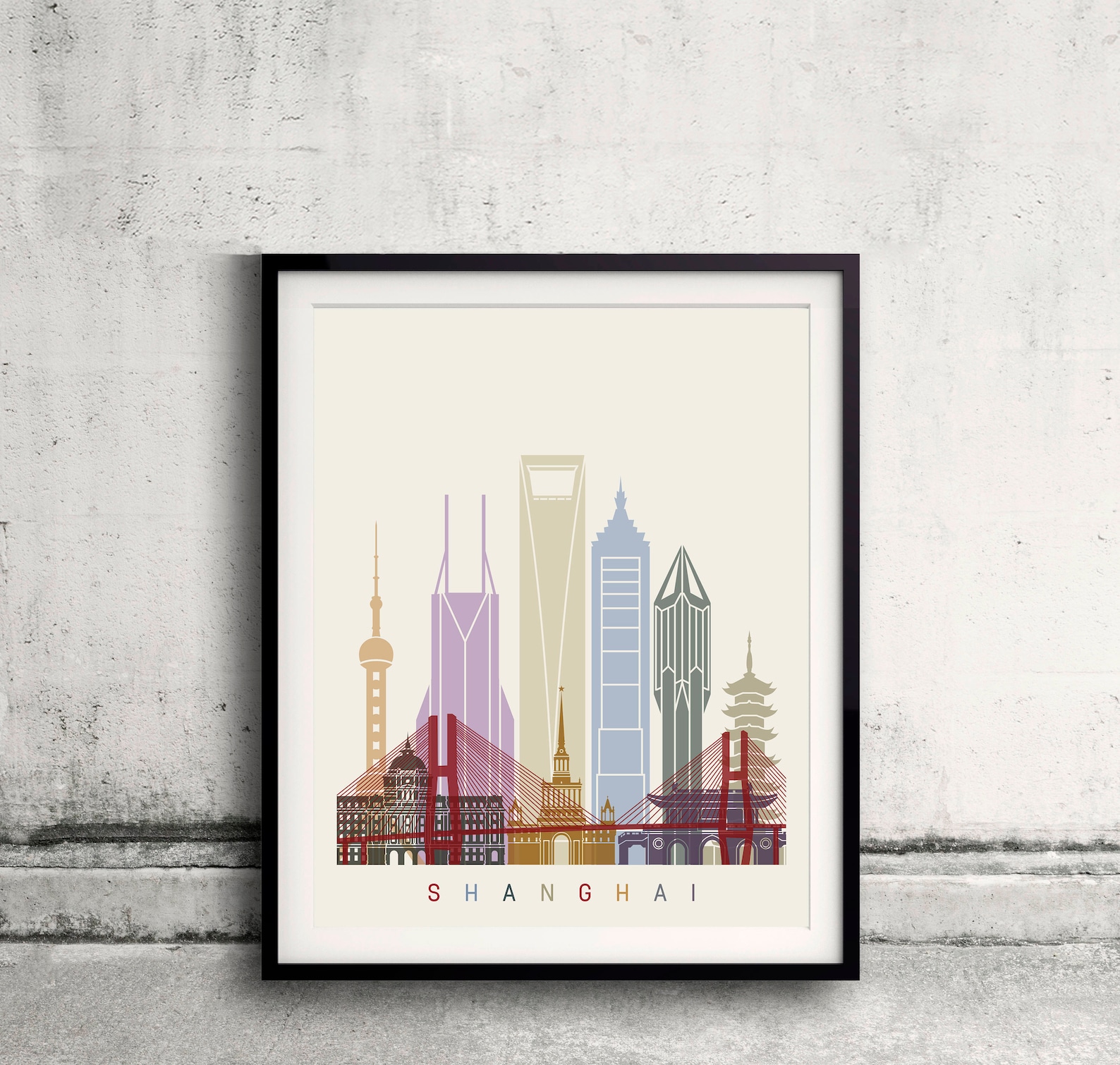 Shanghai Skyline Poster Fine Art Print Landmarks Skyline - Etsy