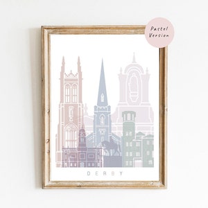Derby Skyline Poster - Fine Art Print Landmarks Skyline Poster Gift ...