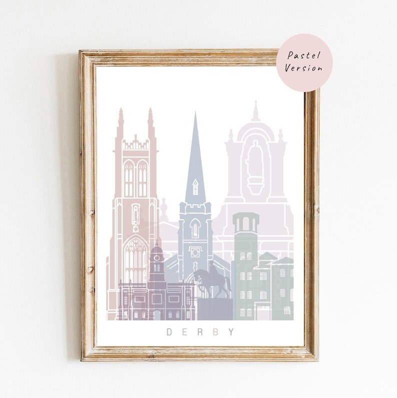 Derby Skyline Poster Fine Art Print Landmarks Skyline Poster - Etsy