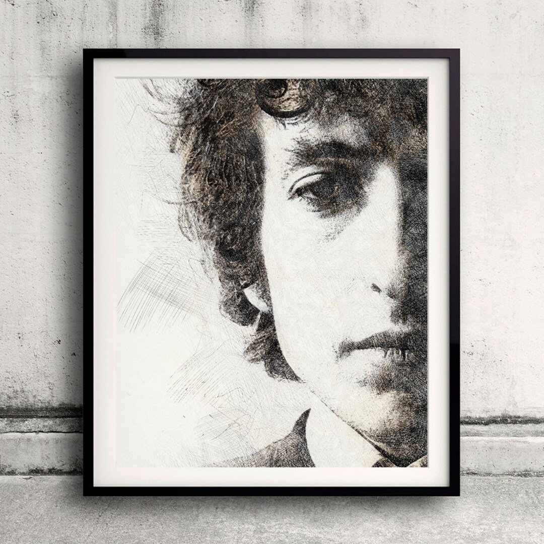 Bob Dylan Portrait 02 in Pen & Watercolor - Fine Art Print Glicee ...