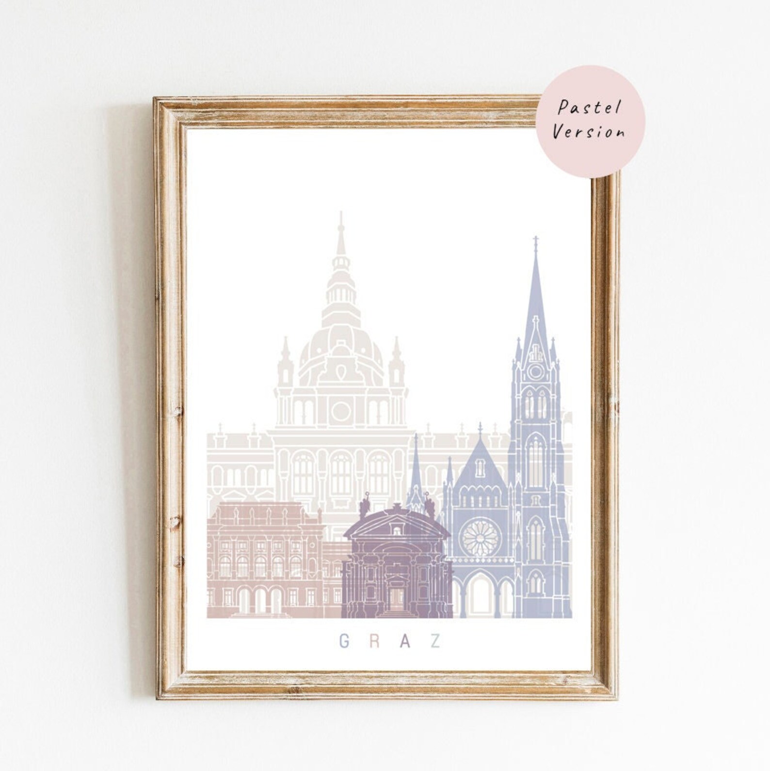 Graz Skyline Poster Fine Art Print Landmarks Skyline Poster - Etsy