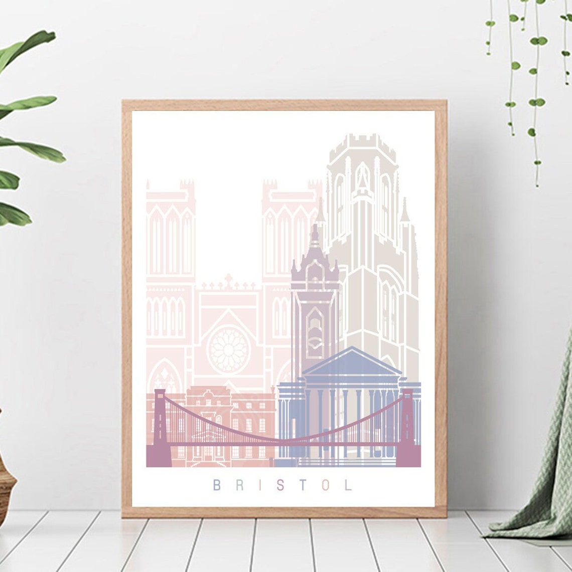 Bristol Skyline Poster - Fine Art Print Landmarks Skyline Poster Gift ...