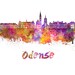 Odense Skyline in Watercolor Over White Background With Name of City ...