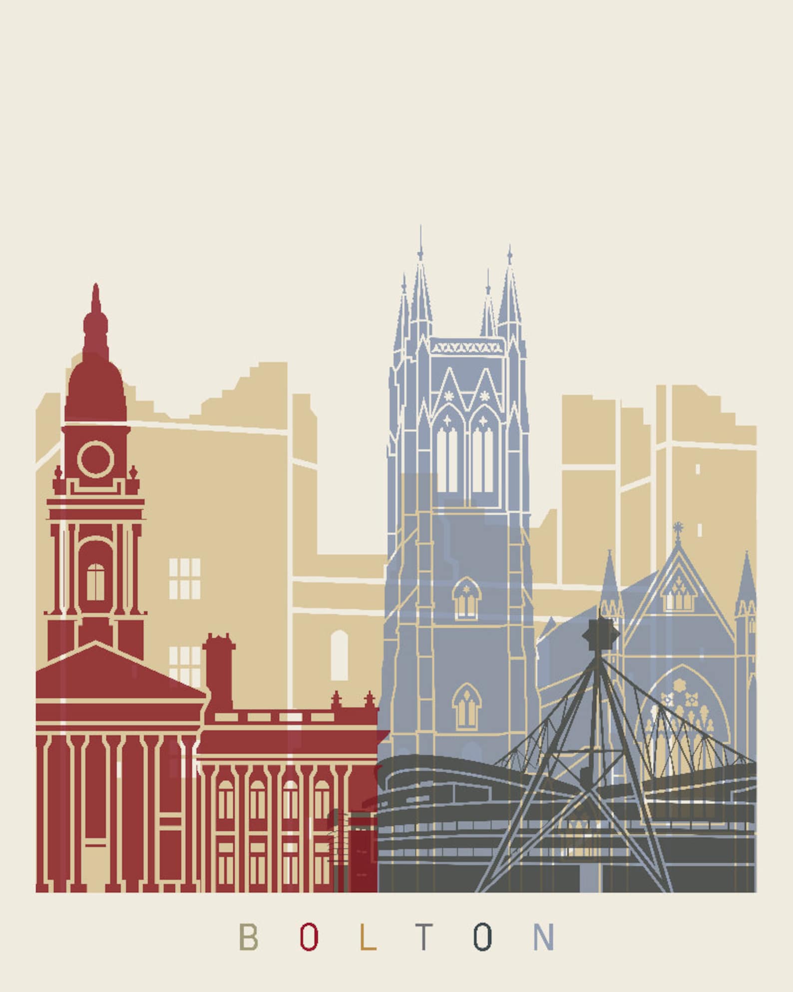 Bolton Skyline Poster Fine Art Print Landmarks Skyline | Etsy