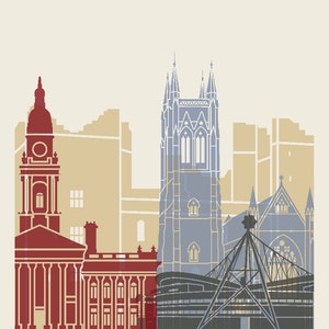 Bolton Skyline Poster - Fine Art Print Landmarks Skyline Poster Gift ...
