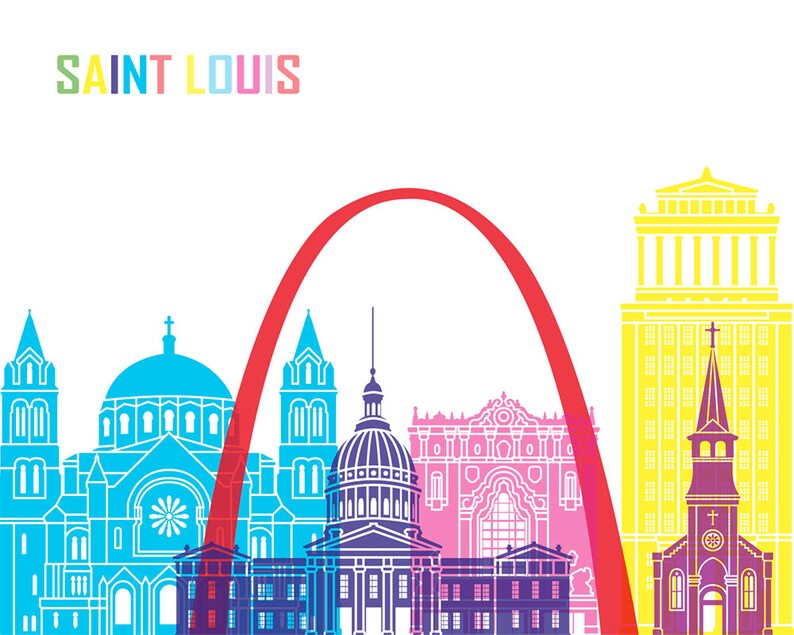 Saint Louis Pop Art Skyline Fine Art Print Glicee Poster Gift ...
