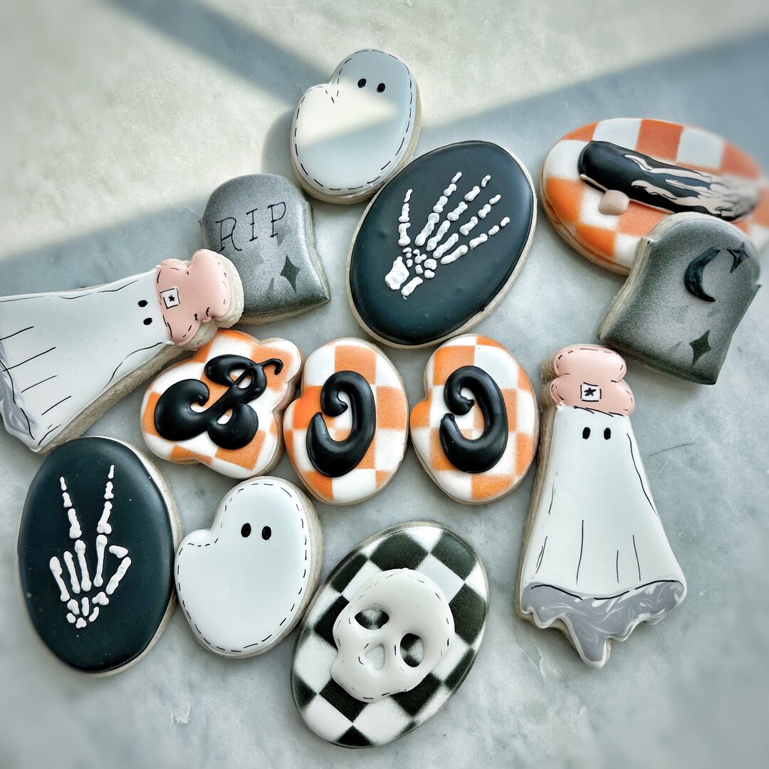 Boo Punk Ghost Checkered Halloween Cookies - Etsy