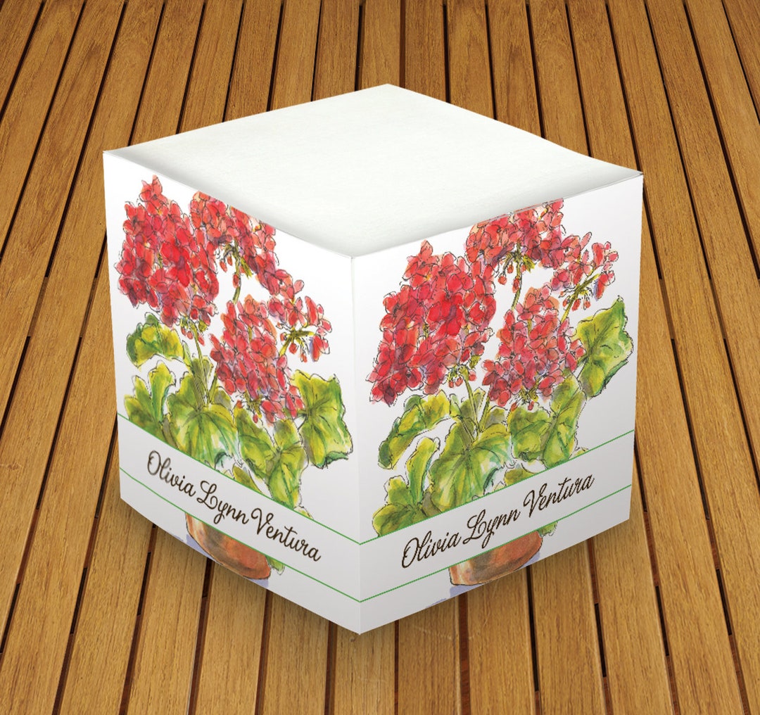 Geranium Sticky Notes / Personalized Memo Cube / 2807_27 - Etsy