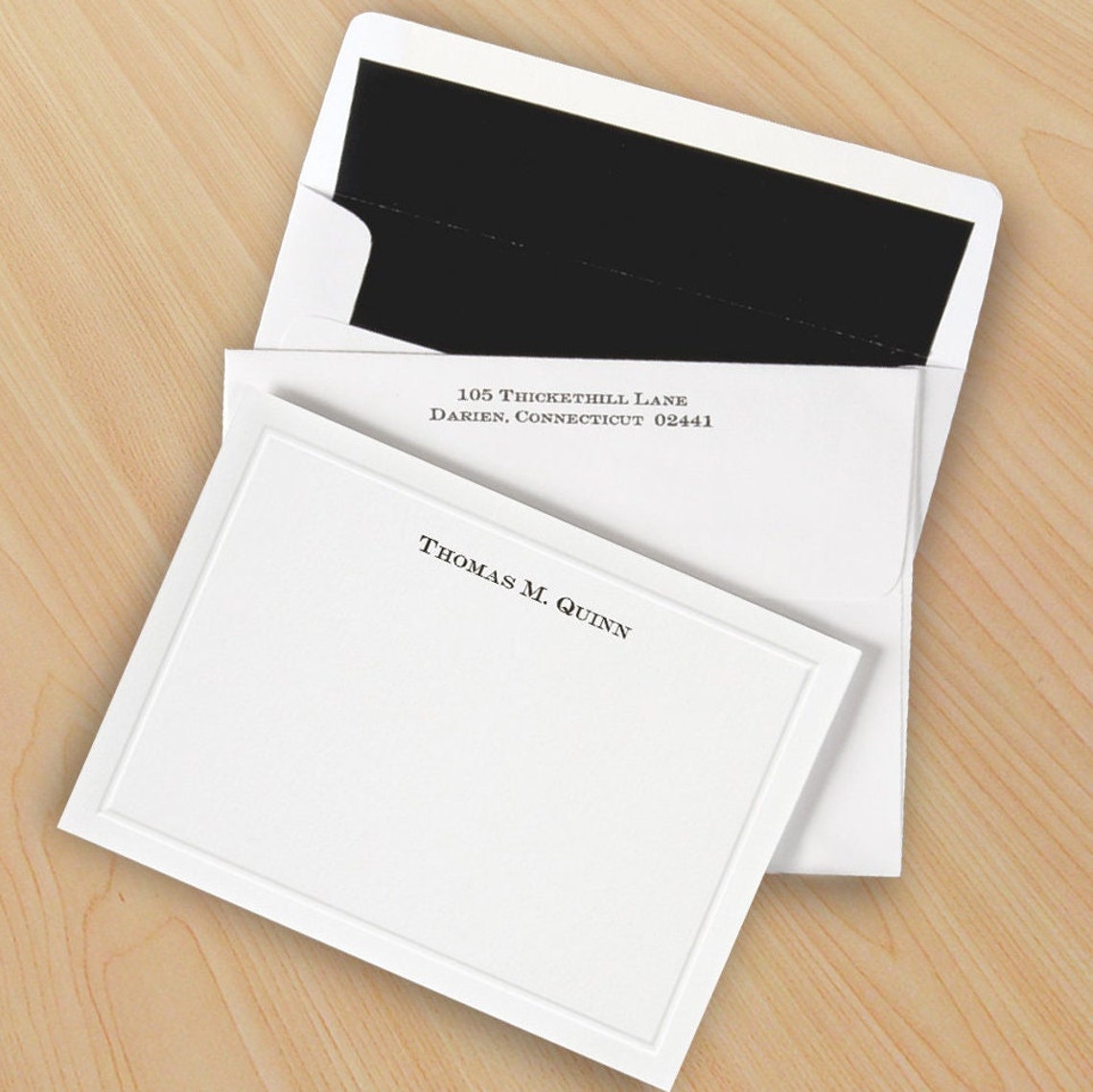 Emboss Border Note Cards Raised Ink Stationery - Etsy