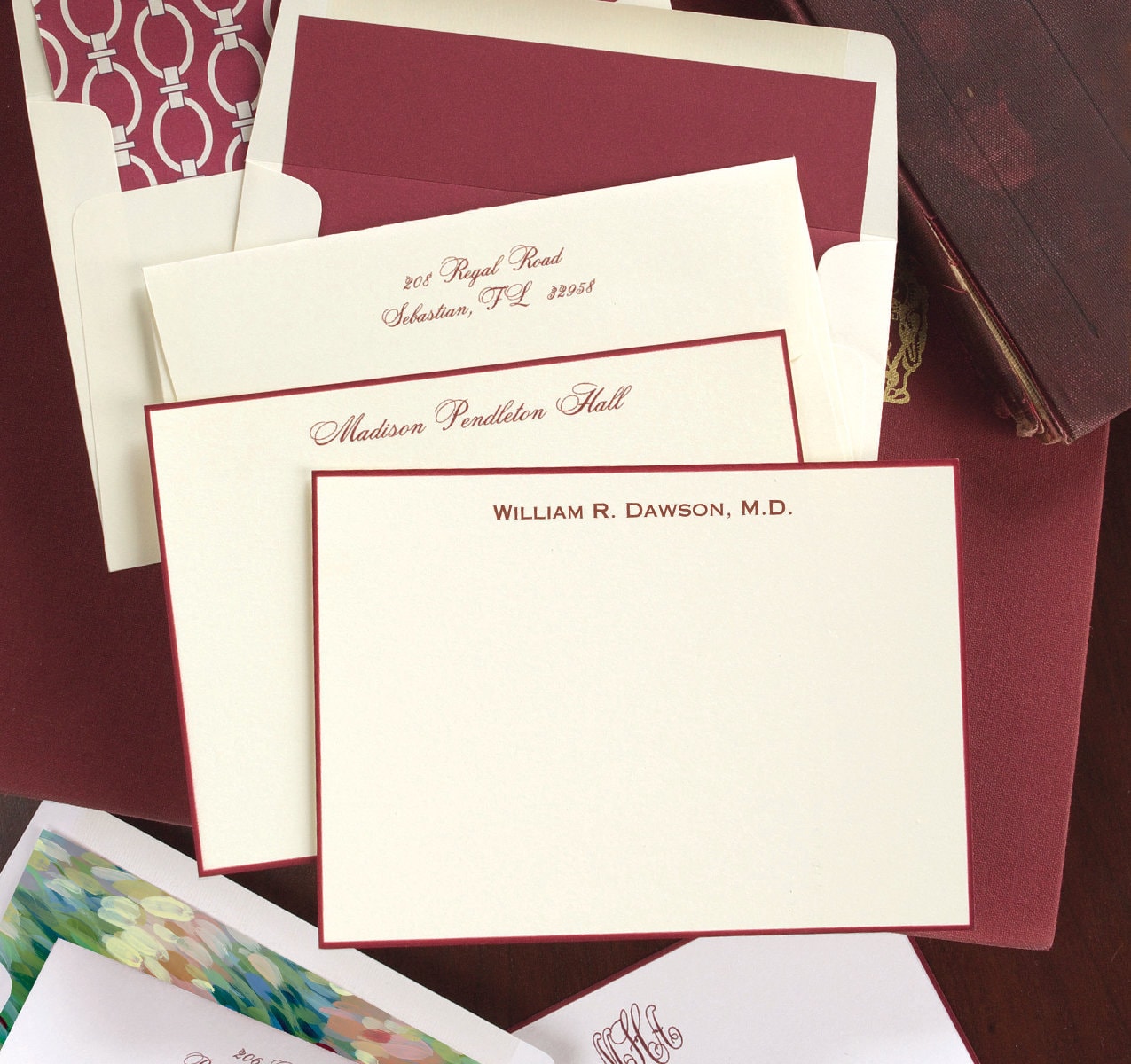 Wine Bordered Correspondence Cards / Set of 25 Custom Raised - Etsy