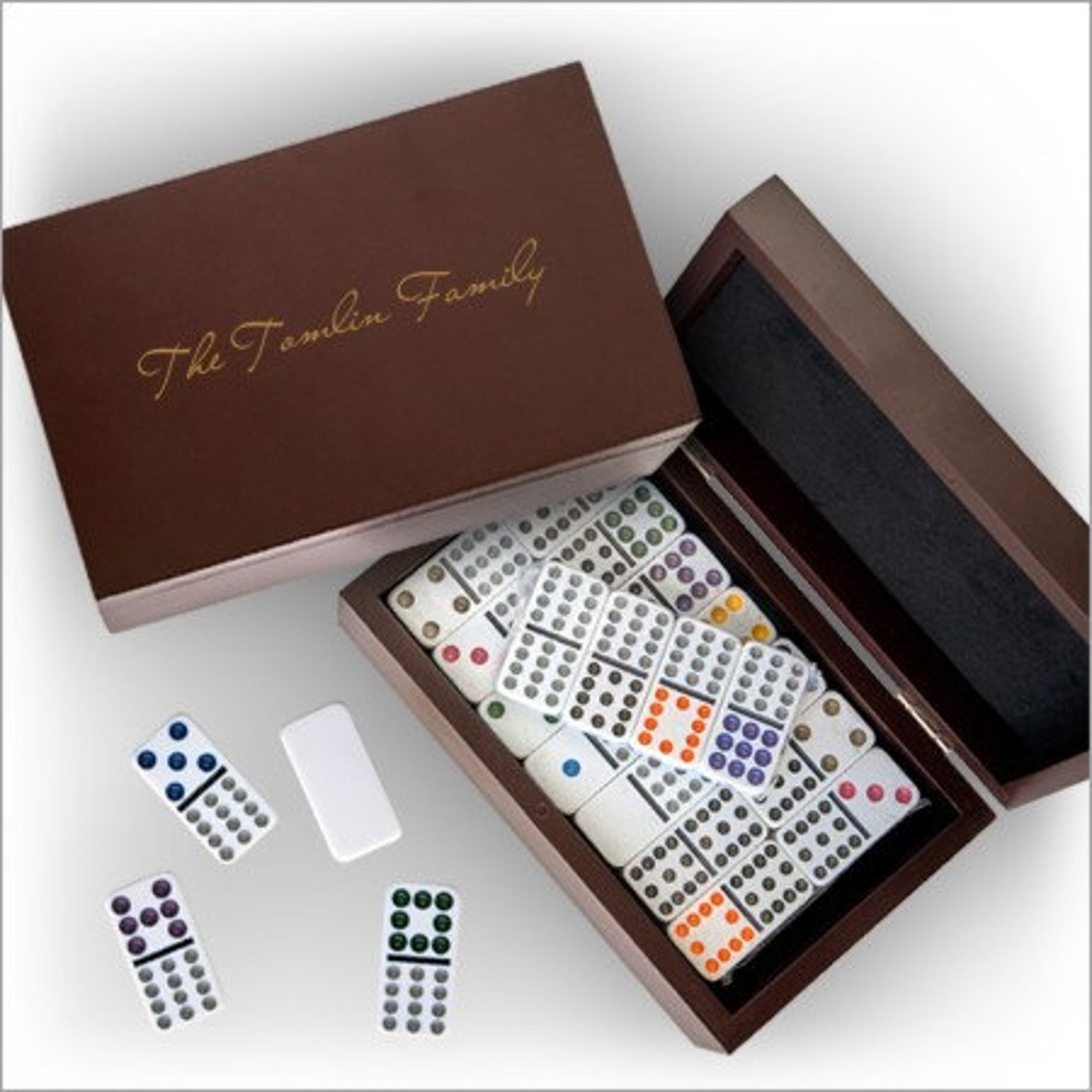 Domino Set With Personalized Wood Case Personalized Game Box - Etsy