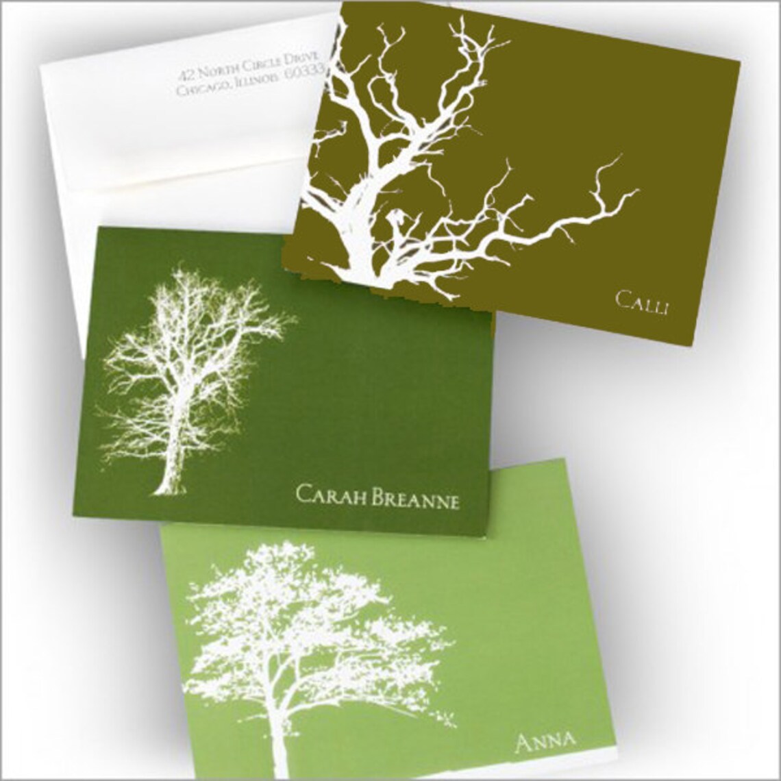 Tree Silhouette Note Cards / Set of 24 Greeting Cards With | Etsy