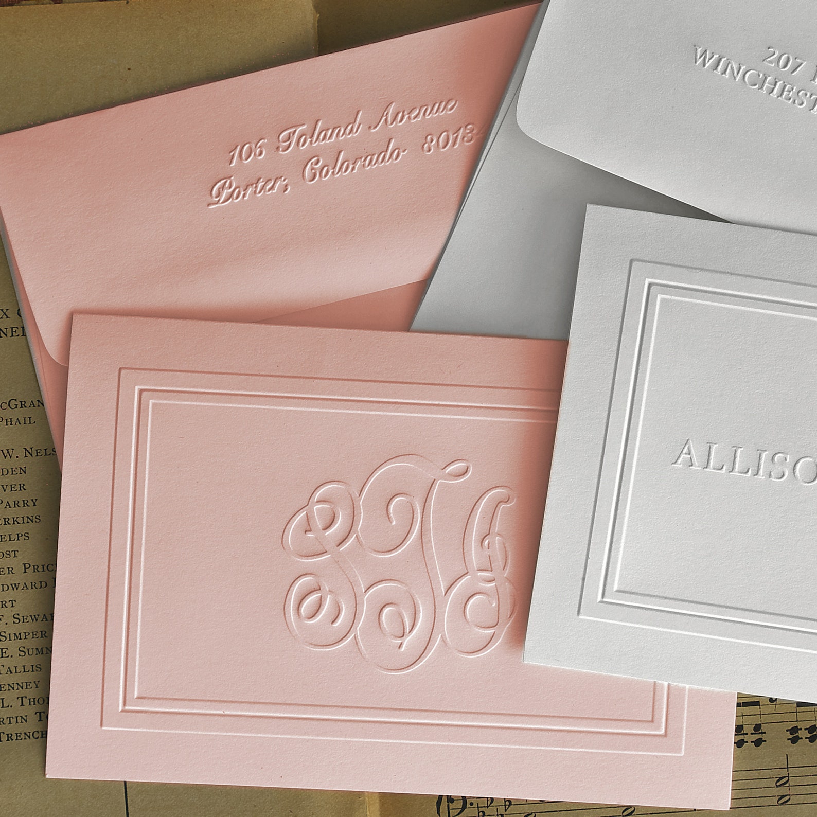 Emboss Stationery Set Emboss Border Stationary Wedding - Etsy