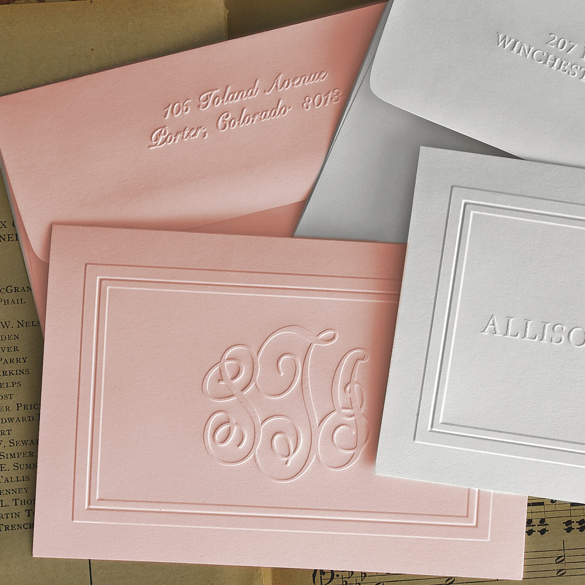 Emboss Stationery Set Emboss Border Stationary Wedding - Etsy