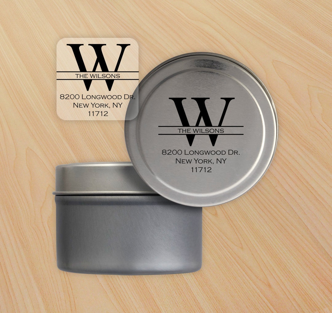 Large Initial Square Address Labels / 100 Personalized Labels With Tin ...