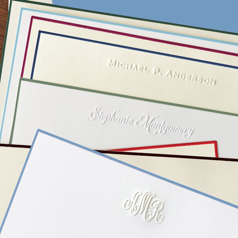 Embossed Note Cards Emboss Stationery Hand Bordered - Etsy