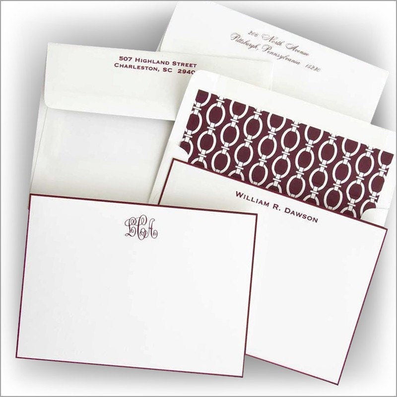Wine Bordered Correspondence Cards / Set of 25 Custom Raised - Etsy