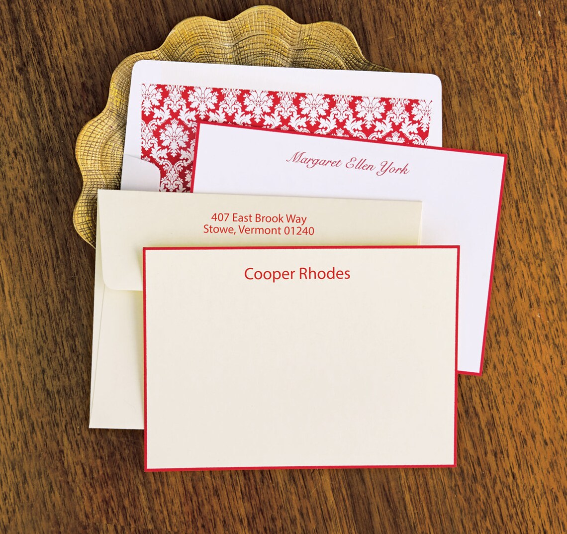 Red Hand Bordered Correspondence Cards / Set of 25 - Etsy
