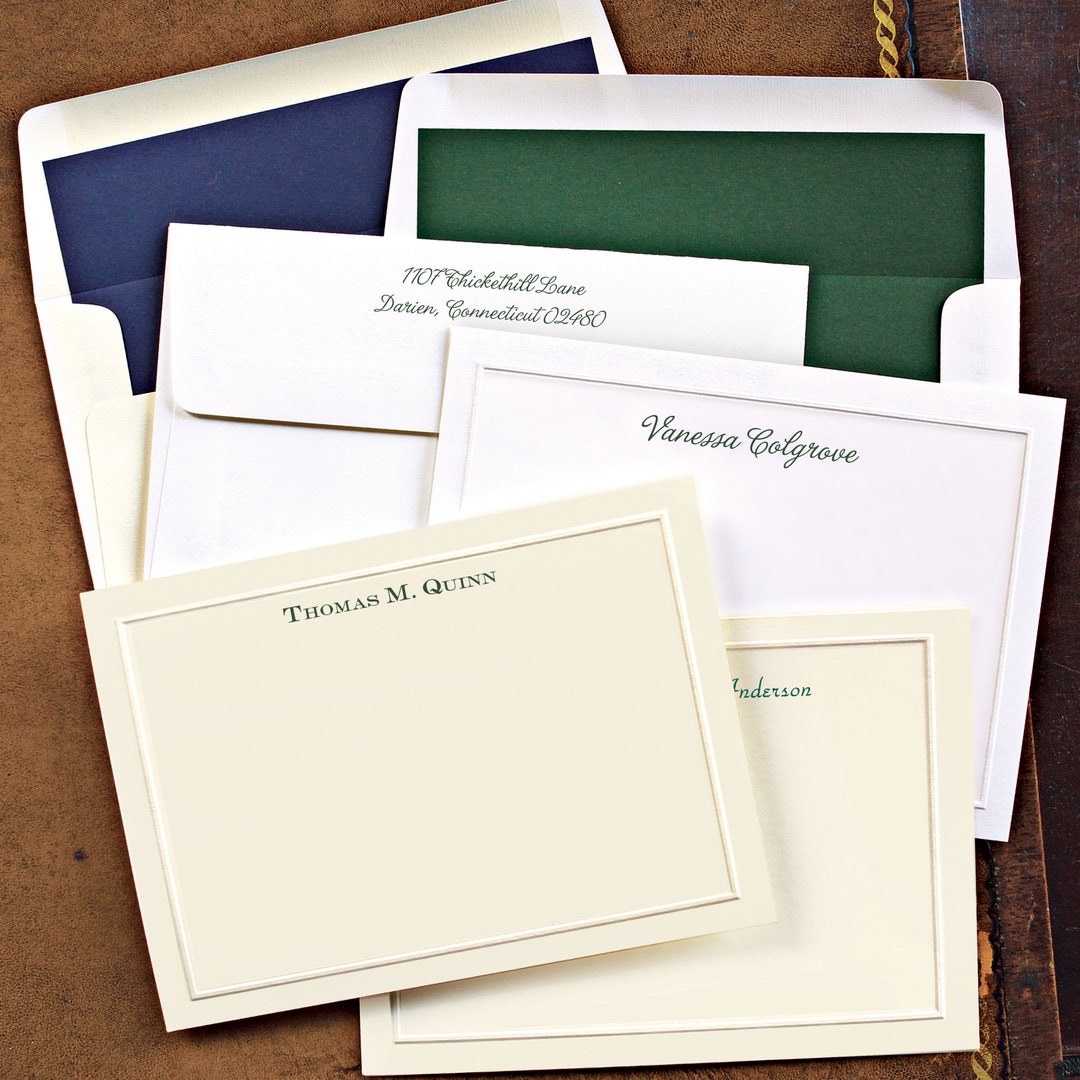 Emboss Border Note Cards Raised Ink Stationery Personalized Stationary ...
