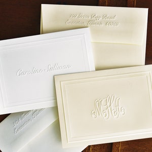 Emboss Note Cards Emboss Stationery Personalized Stationary Set Emboss ...
