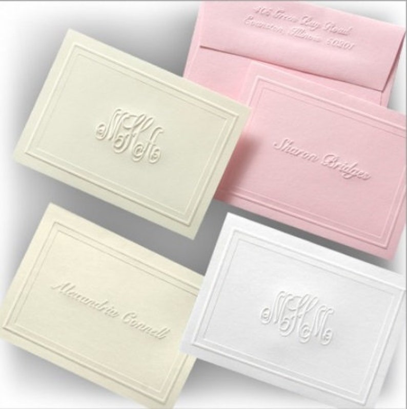 Emboss Note Cards Emboss Stationery Personalized - Etsy
