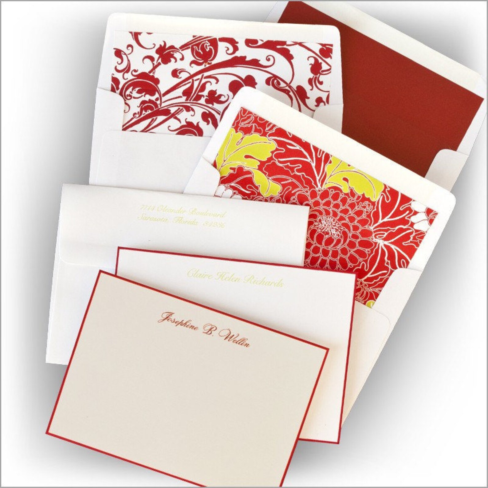 Red Hand Bordered Correspondence Cards / Set of 25 - Etsy