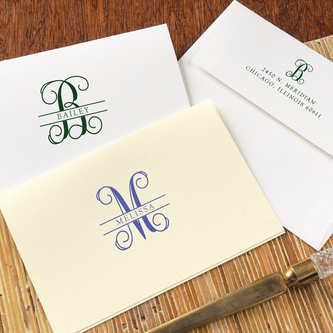 Initial Note Cards Monogram Notecards Personalized Initial Stationery ...