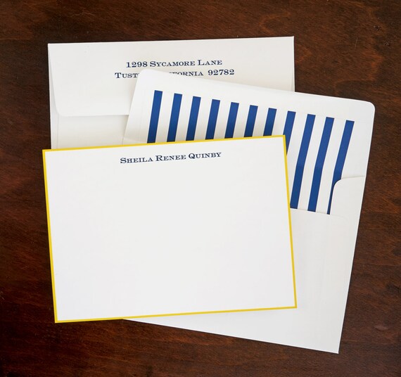 Sunny Yellow Bordered Cards / Set of 25 Custom Correspondence - Etsy