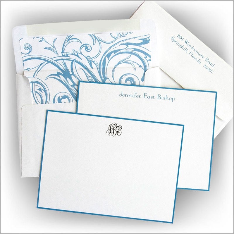 French Blue Border Stationery Set / Set of 25 Greeting Cards / - Etsy