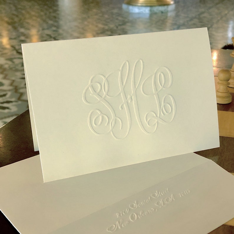 Emboss Note Cards Emboss Stationery Personalized - Etsy