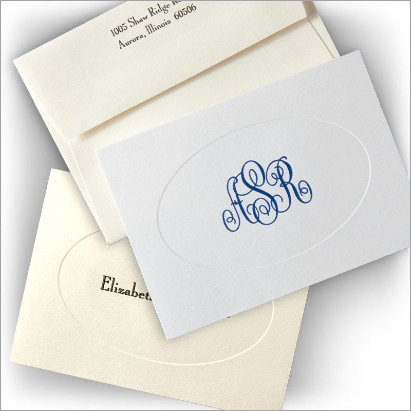 Monogrammed Notes / Set of 25 Personalized Raised Ink Notes | Etsy