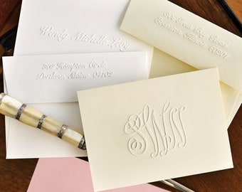 Embossed Stationery Personalized Monogram Notecards - Etsy