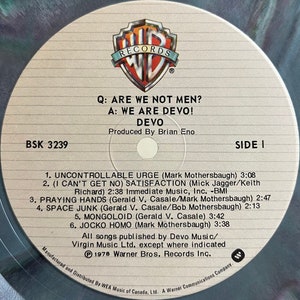 Devo Q Are We Not Men? A: We Are Devo Vinyl Record - Etsy