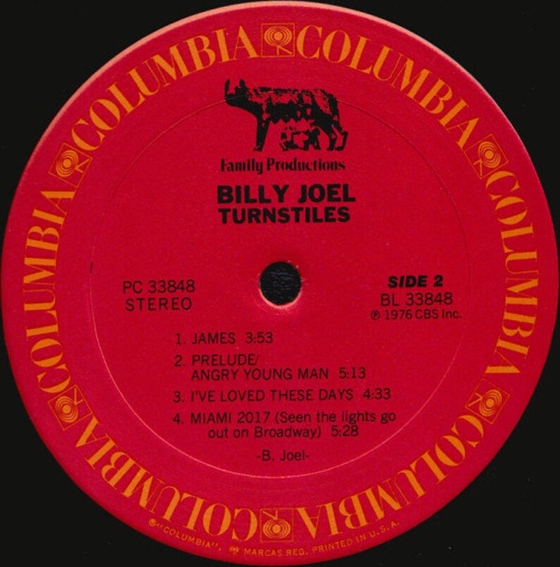 Billy Joel – Turnstiles Folk Rock, Pop Rock From 1976 Vinyl LP Classic ...