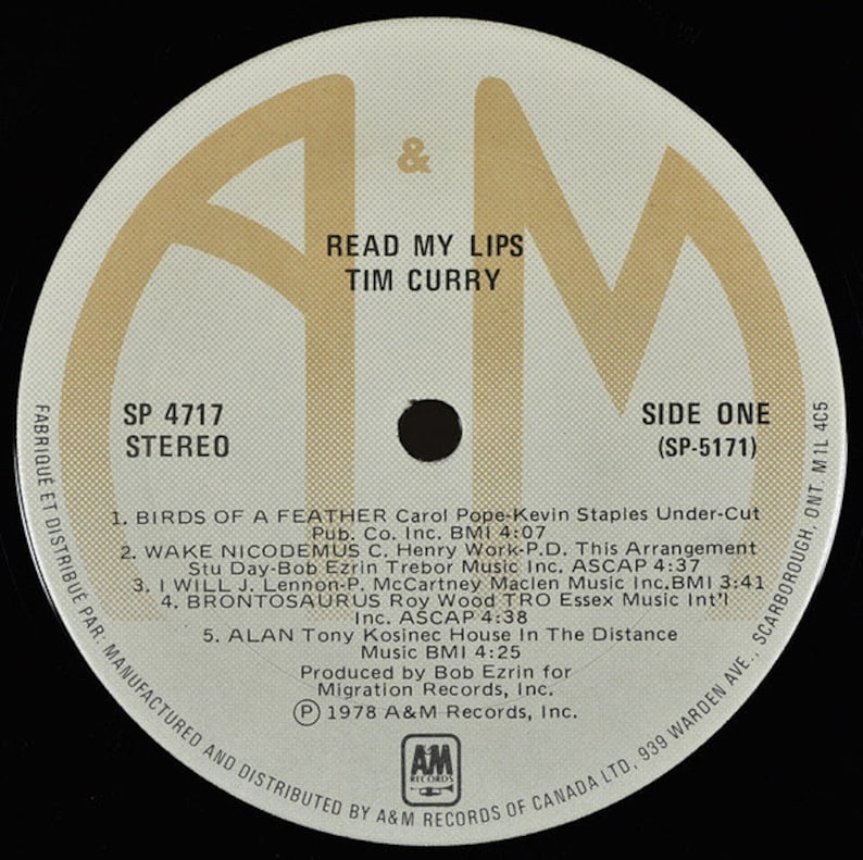 Tim Curry Read My Lips Vinilo, LP, Álbum 1978 Rock, Pop A&M Records ...