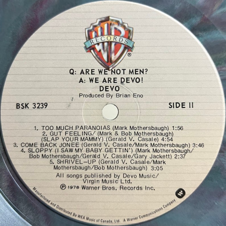 Devo Q Are We Not Men? A: We Are Devo Vinyl Record - Etsy