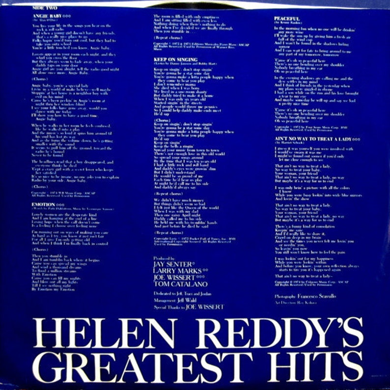 Helen Reddy Helen Reddy's Greatest Hits Vinyl, LP, Compilation ...