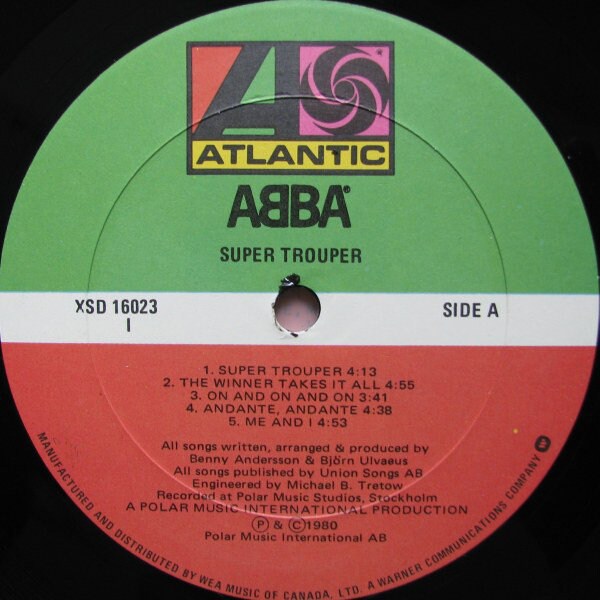 ABBA Super Trouper Vinyl, LP, Album 1980 Genre Pop Style: Disco ...
