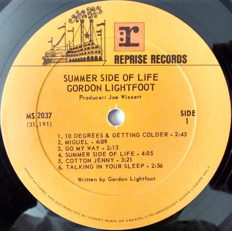 Gordon Lightfoot – Summer Side of Life Vinyl LP - Etsy