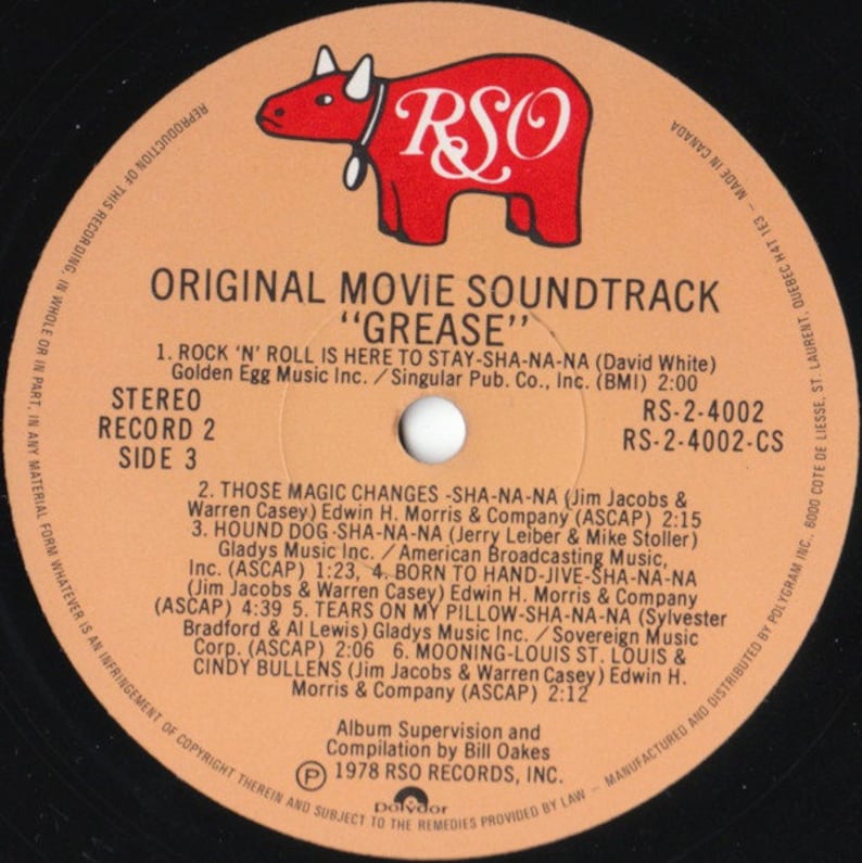 Grease the Original Soundtrack From the Motion Picture 2 | Etsy