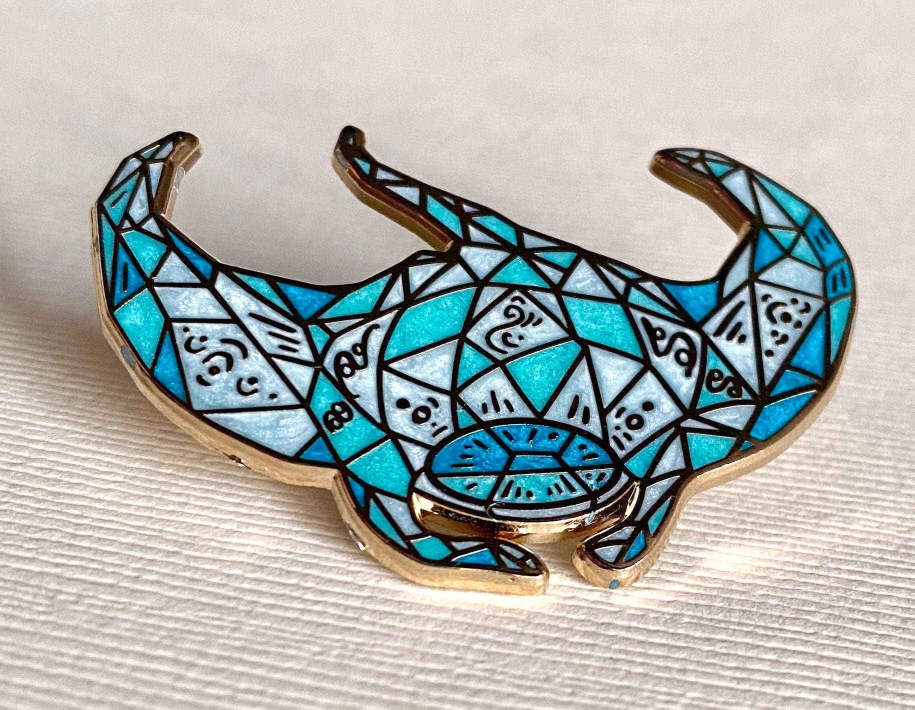 Aquamarine Manta Ray Crystal Enamel Pin - Etsy