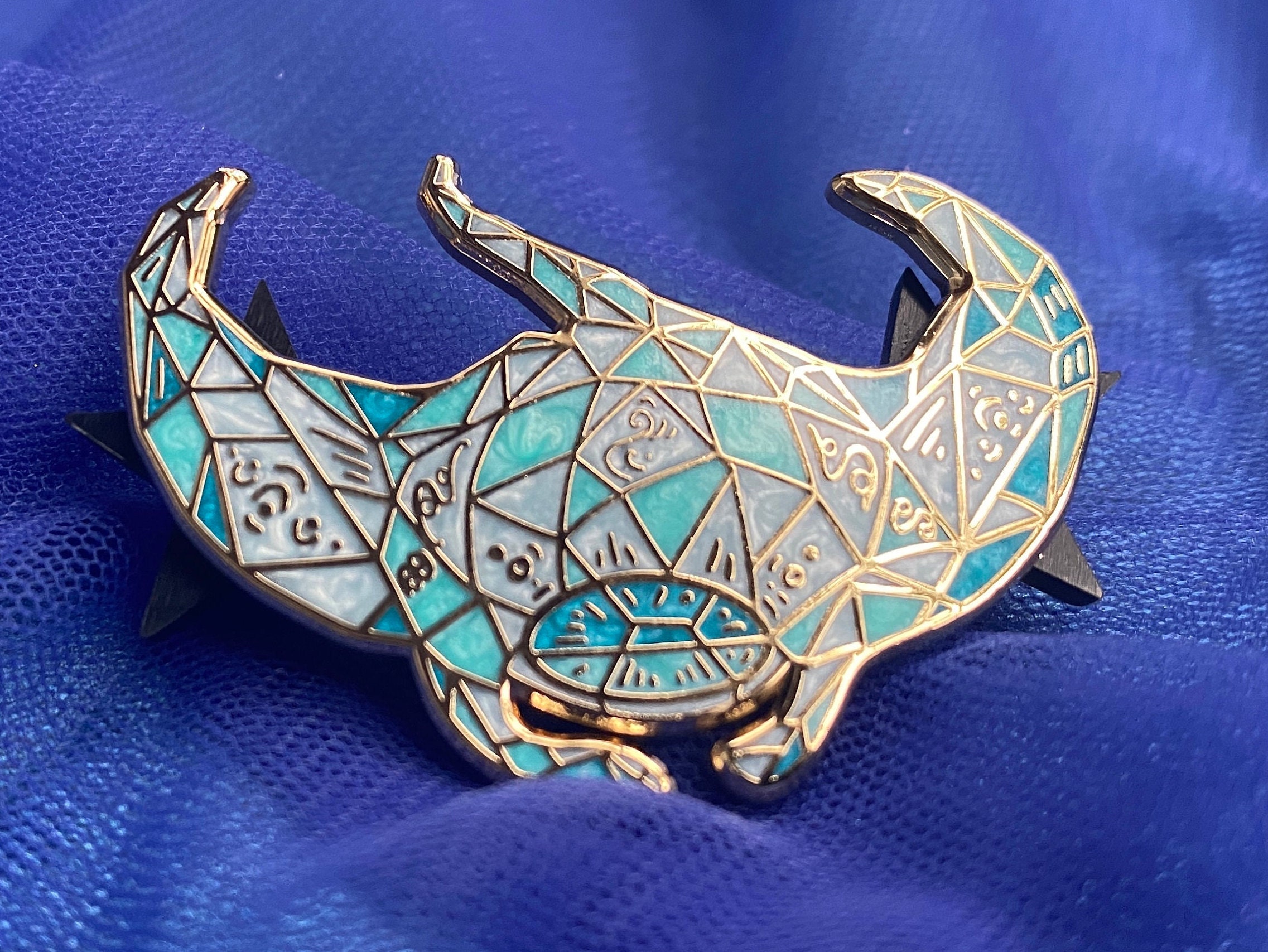 Aquamarine Manta Ray Crystal Enamel Pin - Etsy